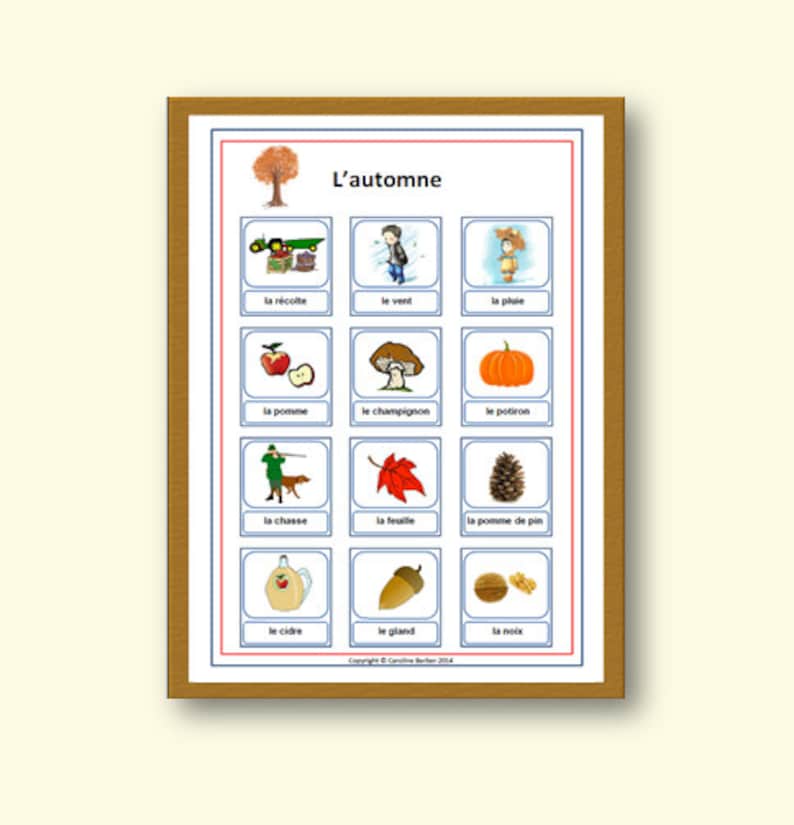 CLASSROOM DECOR POSTER / Autumn French Words Print / Teaching Poster ...