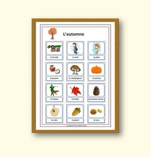 CLASSROOM DECOR POSTER / Autumn French Words Print / Teaching Poster ...