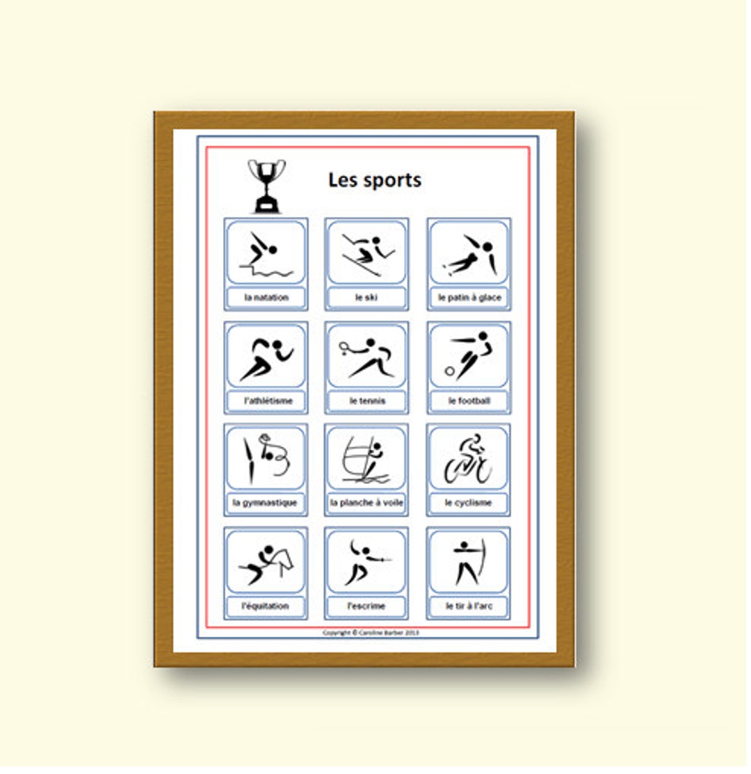 FRENCH for KIDS Sports Words School Poster / French Learning Language ...