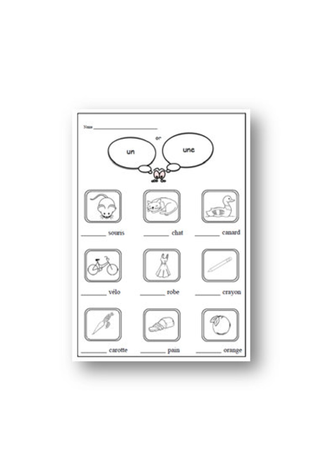 Kids Activity Printable to Practise GENDER of Nouns With FRENCH ...