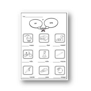 Kids Activity Printable to Practise GENDER of Nouns With FRENCH ...