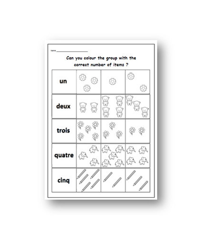 NUMBERS to 5 TEACHER WORKSHEET / French Printable for Counting ...