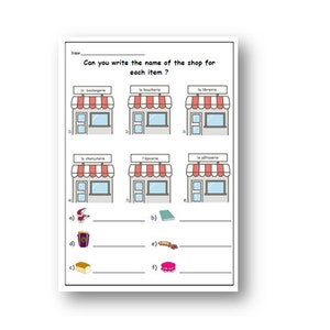 Shop Words FRENCH WORKSHEET / French Writing Activity / Practice French ...