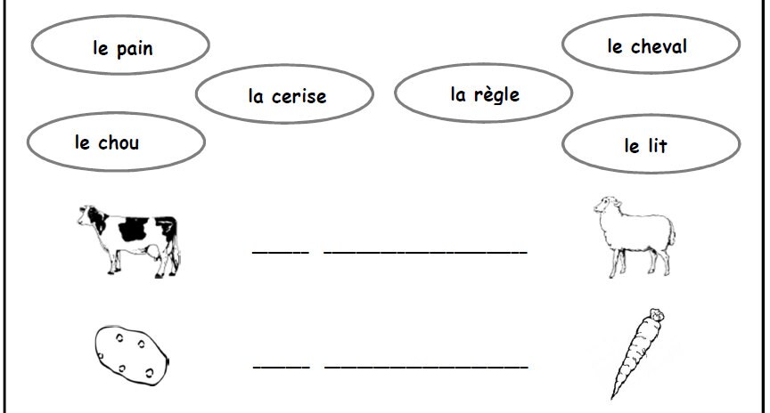 Learn Basic FRENCH VOCABULARY With School WORKSHEET / Matching ...