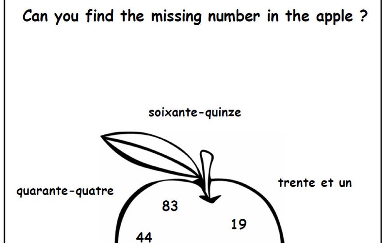 FRENCH Numbers Worksheet,primary School Worksheet,language Teaching ...