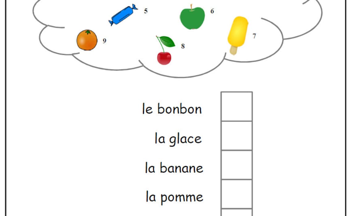 FRENCH Food Words WORKSHEET With Matching Activity/printable French ...