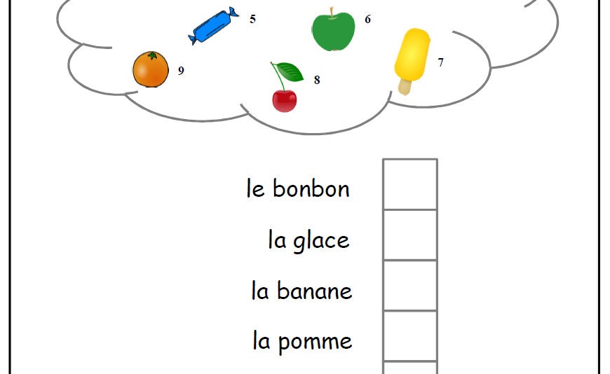 FRENCH Food Words WORKSHEET With Matching Activity/printable French ...