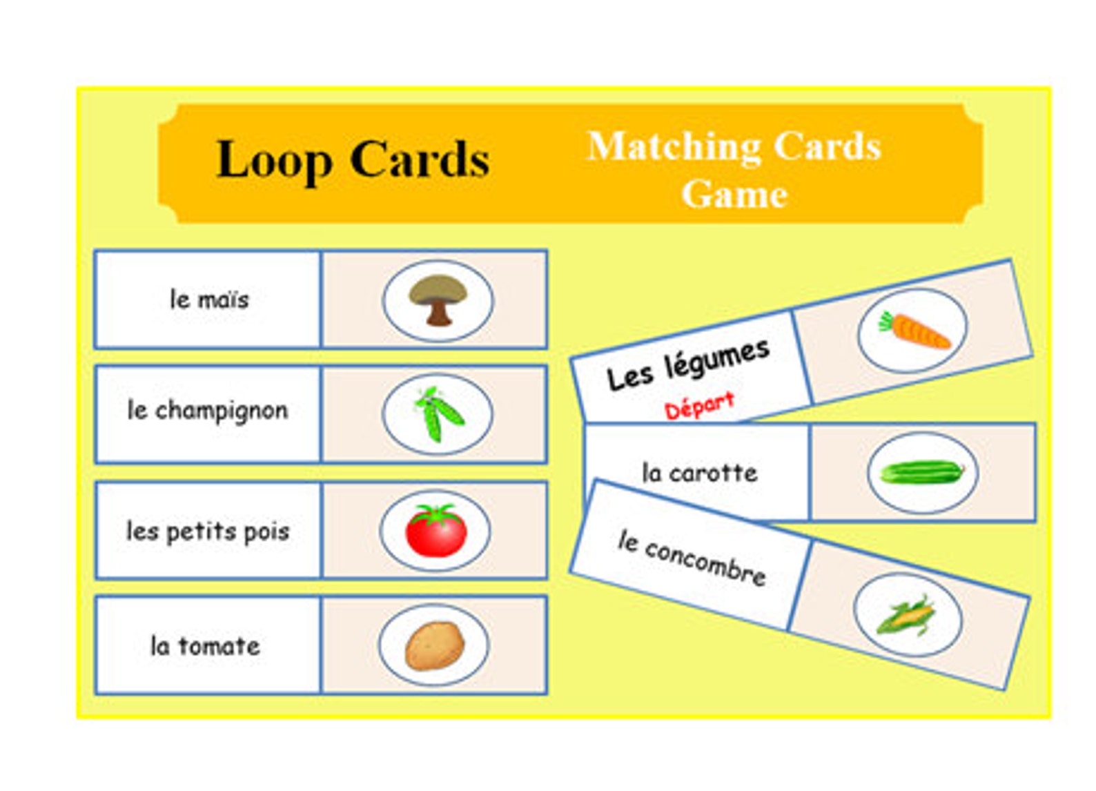 French Learning Cards - Vegetables - Lesson Plans - Kids Activities ...
