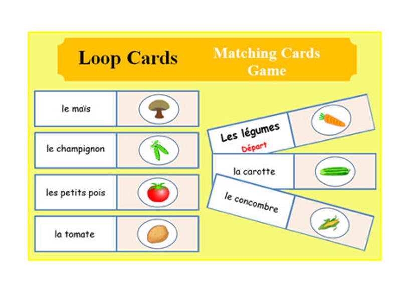 French Learning Cards - Vegetables - Lesson Plans - Kids Activities ...