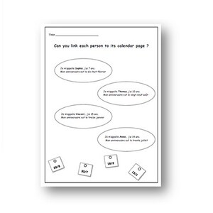 SCHOOL WORKSHEET to Learn Birthday Dates in FRENCH / Activity School ...