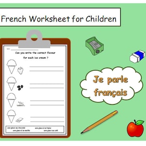 FRENCH PRINTABLE Ice Cream Flavours With Writing Exercise / Children ...