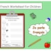 FRENCH Writing Activity Printable Language Worksheet / French for Kids ...