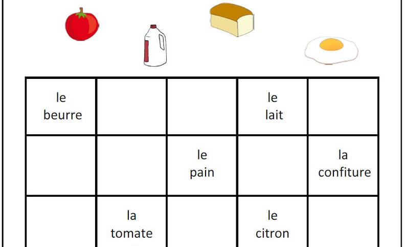 Teacher Worksheet Food Words FRENCH Learning/kids Activities Printables ...