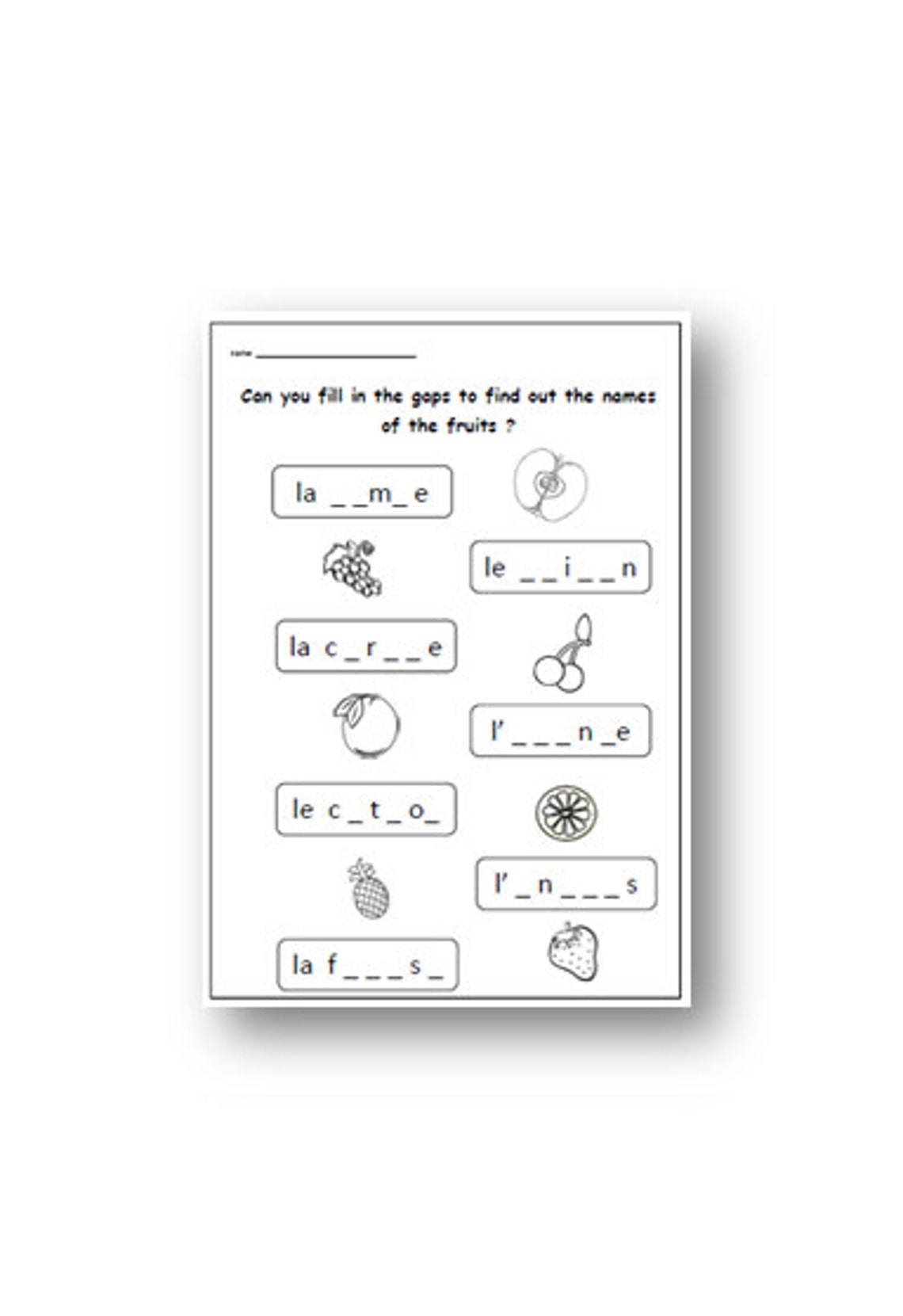 FRENCH TEACHER Literacy Worksheet/kids Activities Printables for ...