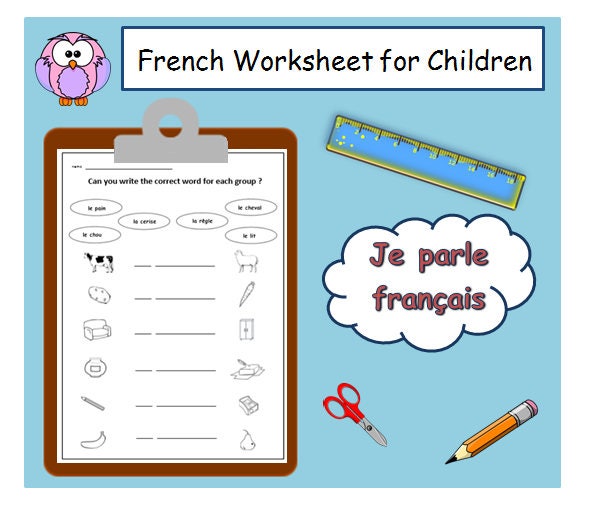 Learn Basic FRENCH VOCABULARY With School WORKSHEET / Matching - Etsy