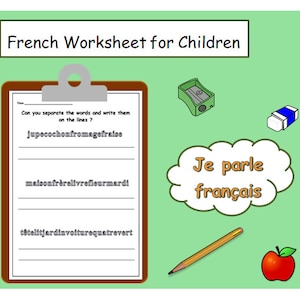 FRENCH PRINTABLE Language Activity Worksheet / Basic Words Teachers ...
