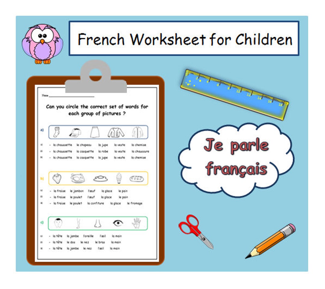 FRENCH LEARNING / French Worksheet Printable for Children / Basic ...