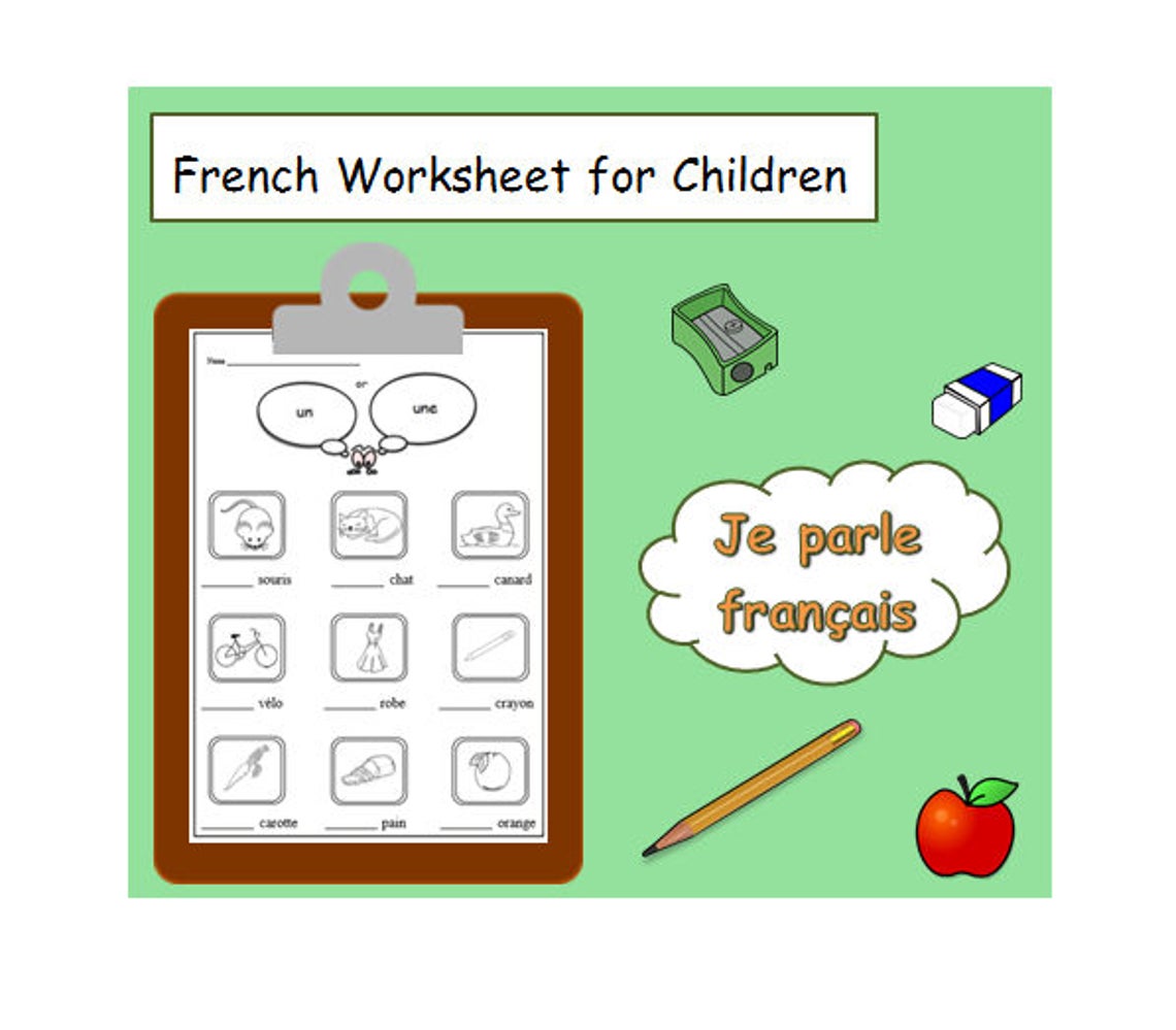 Kids Activity Printable to Practise GENDER of Nouns With FRENCH ...