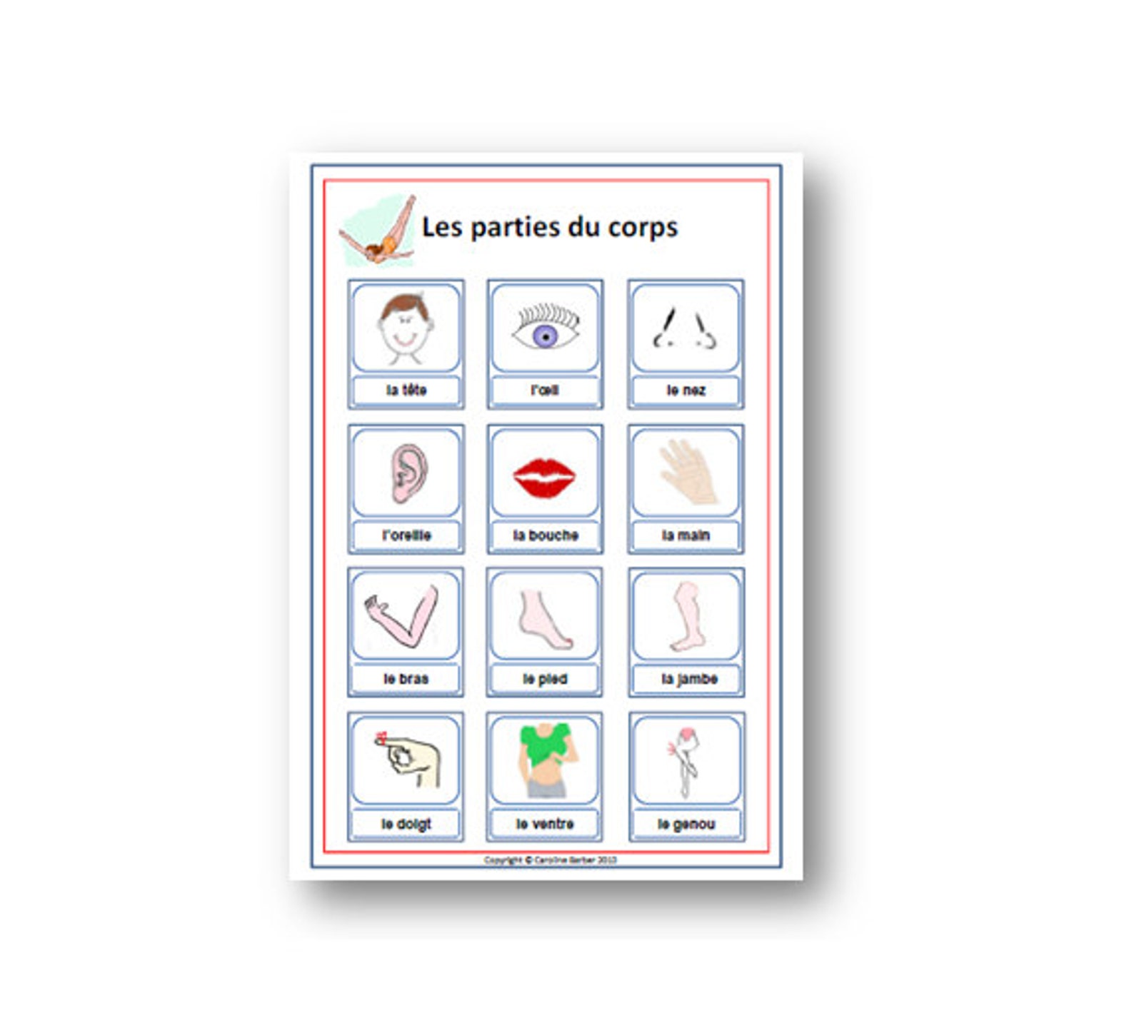 Classroom Poster Parts of the Body Print / French Poster Words ...