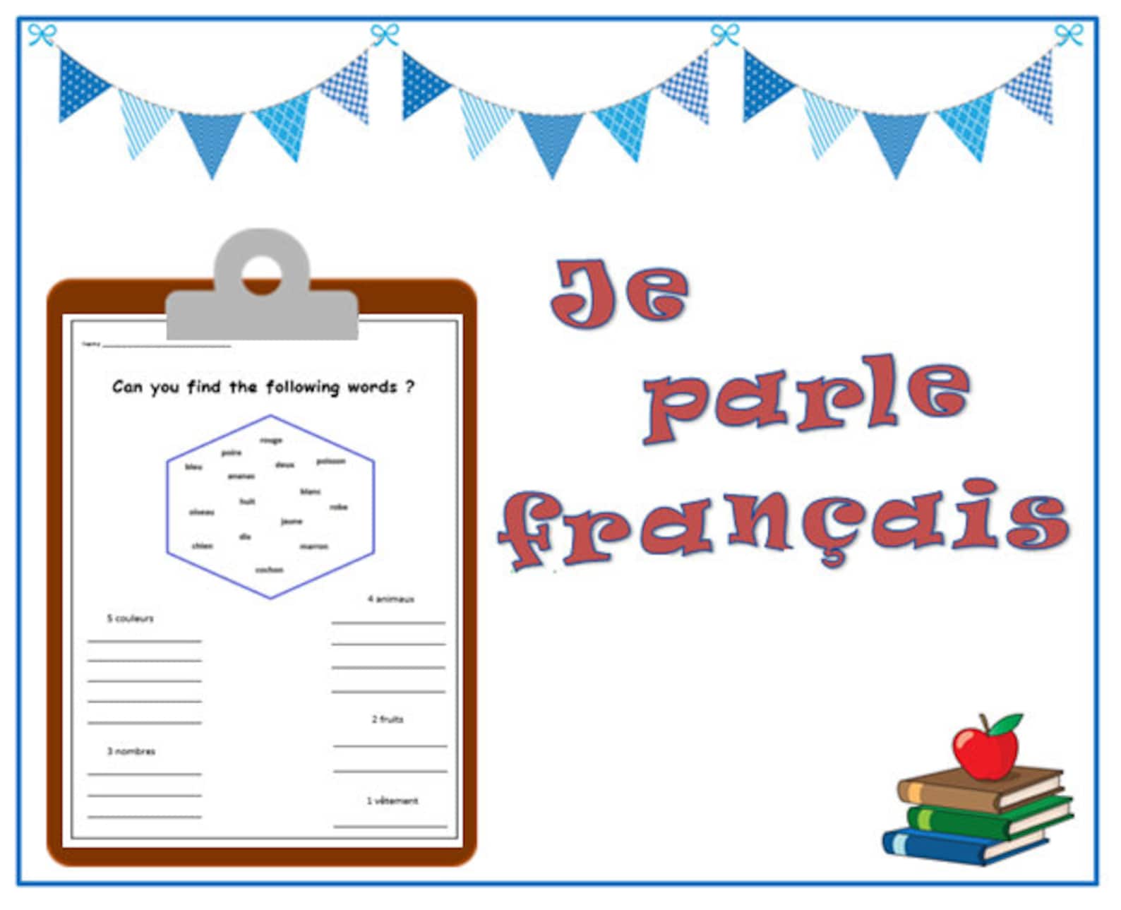 FRENCH LANGUAGE WORKSHEET / Printable French Words / Teaching Resources ...