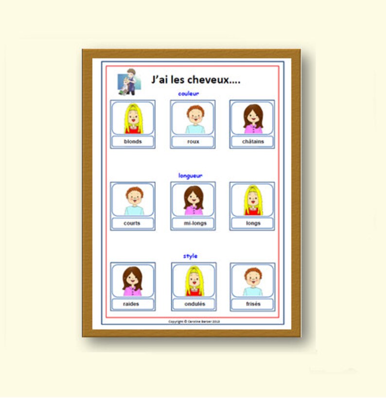DESCRIBE YOUR HAIR With French Classroom Poster / Educational Poster ...