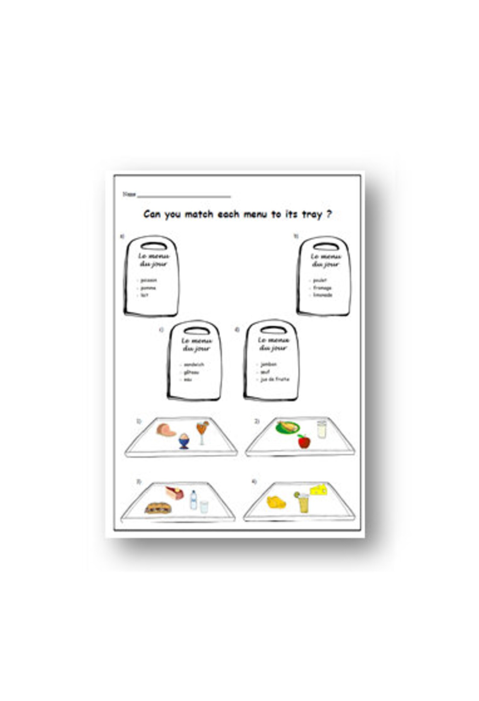 Food Menu FRENCH Printable/french Teacher Resource/learning French ...