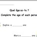 Say Your Age FRENCH Worksheet,simple Writing Exercise to Help Children ...