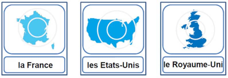 COUNTRIES FRENCH SCHOOL Poster,learn Names of Countries in French With ...