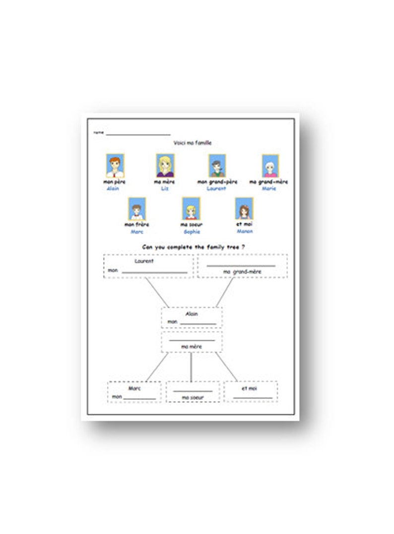 FRENCH TEACHER School Worksheet / French Printable School Supplies ...