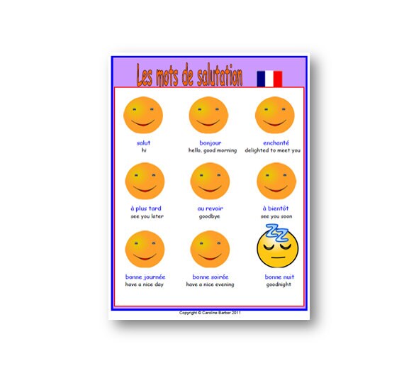 GREETING WORDS FRENCH School Poster / Language Learning Poster ...