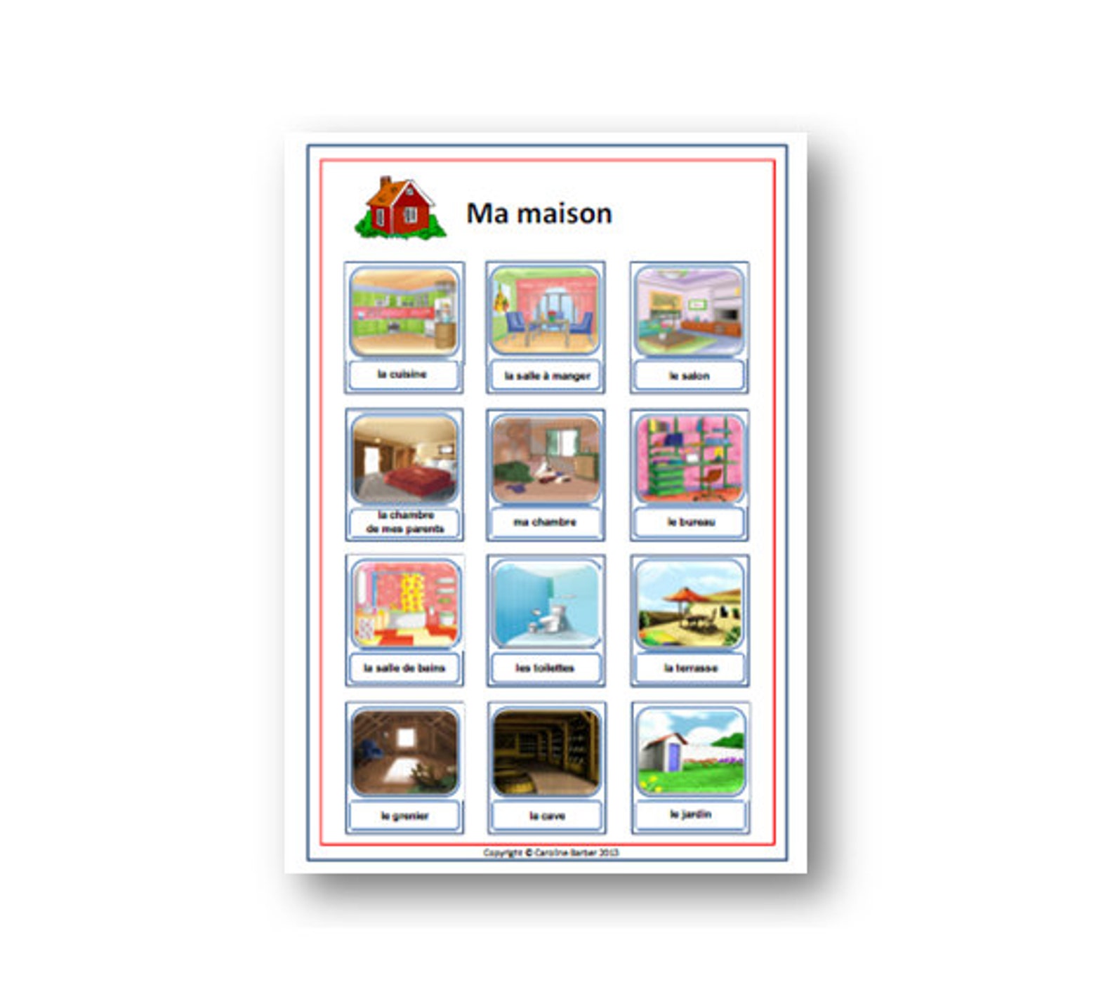 FRENCH Rooms of the House POSTER / Educational School Poster / French ...