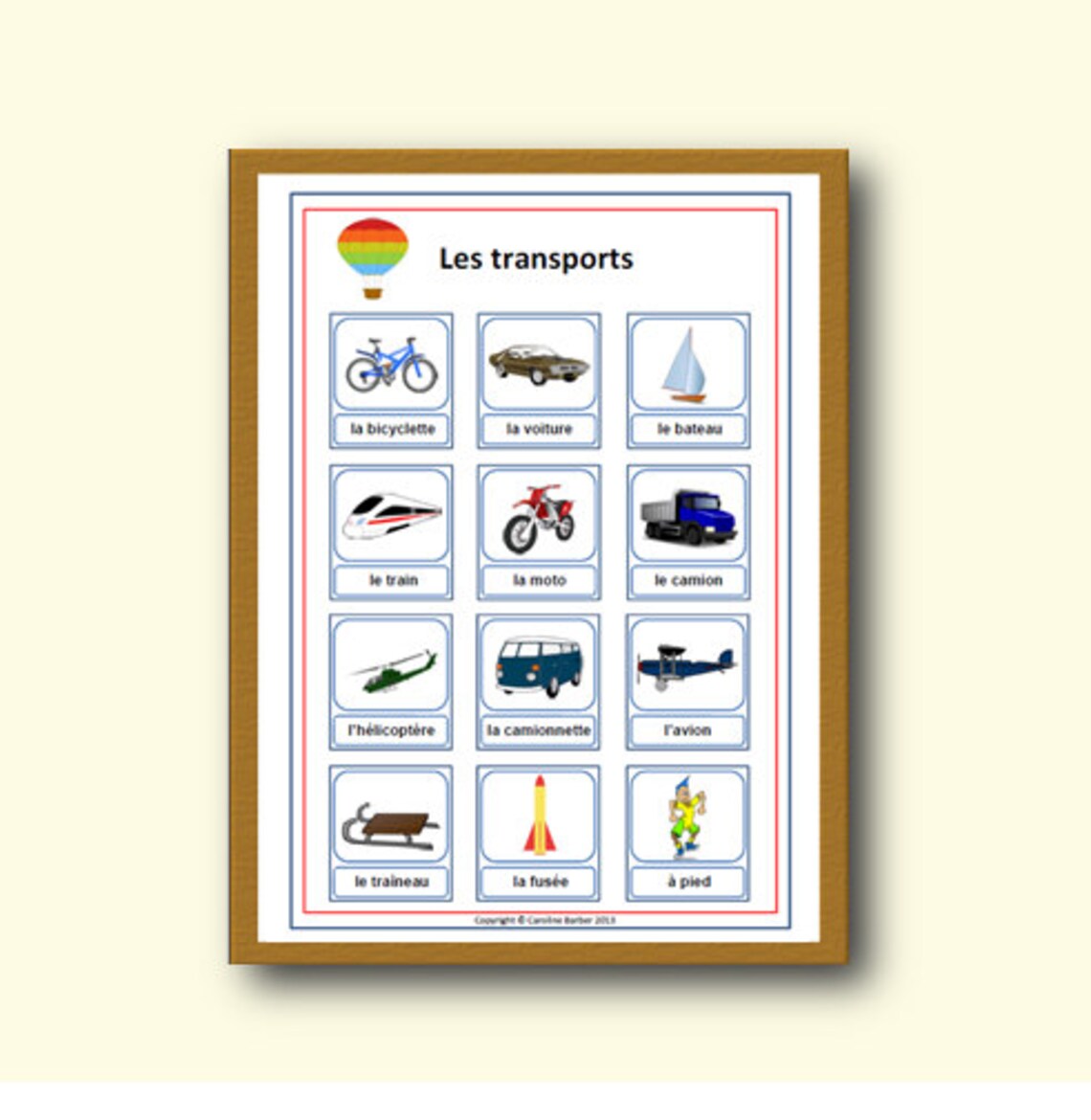 TRANSPORT FRENCH Poster,learn the Words Transport in French With School ...