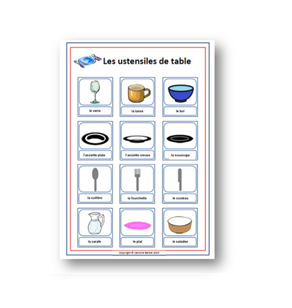 KITCHEN ITEM WORDS French Poster,learn Daily Vocabulary in French With ...