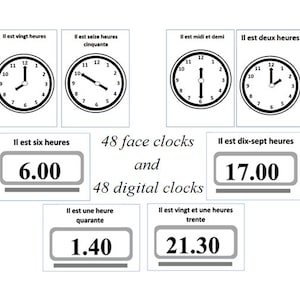 EDUCATIONAL PRINTABLES / Learn the Time in French With Clock Cards ...