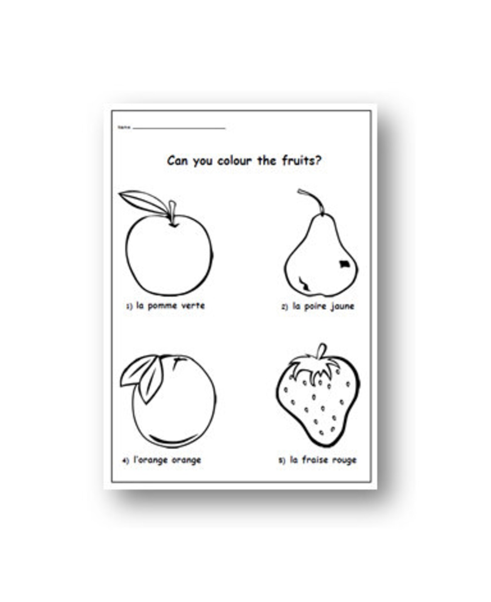 KIDS WORKSHEET Colour Words French Learning /colouring French for Kids ...