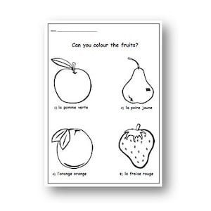 KIDS WORKSHEET Colour Words French Learning /colouring French for Kids ...