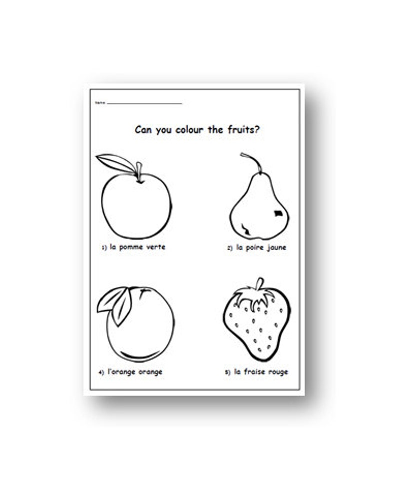 KIDS WORKSHEET Colour Words French Learning /colouring French for Kids ...