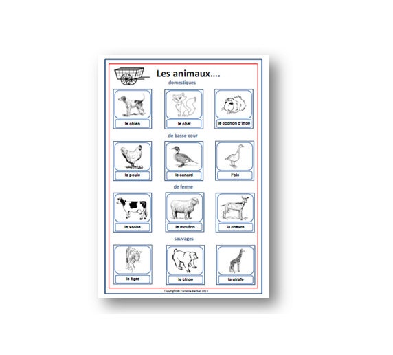 ANIMAL FRENCH POSTER / Educational School Poster / French Teacher ...