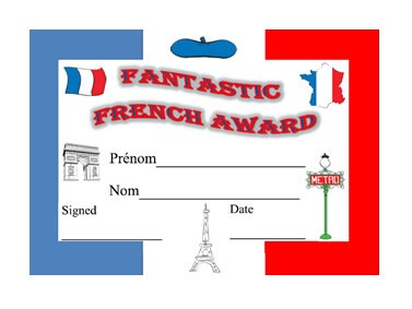 INSTANT DOWNLOAD - Printable FRENCH Language Award - Student Reward ...