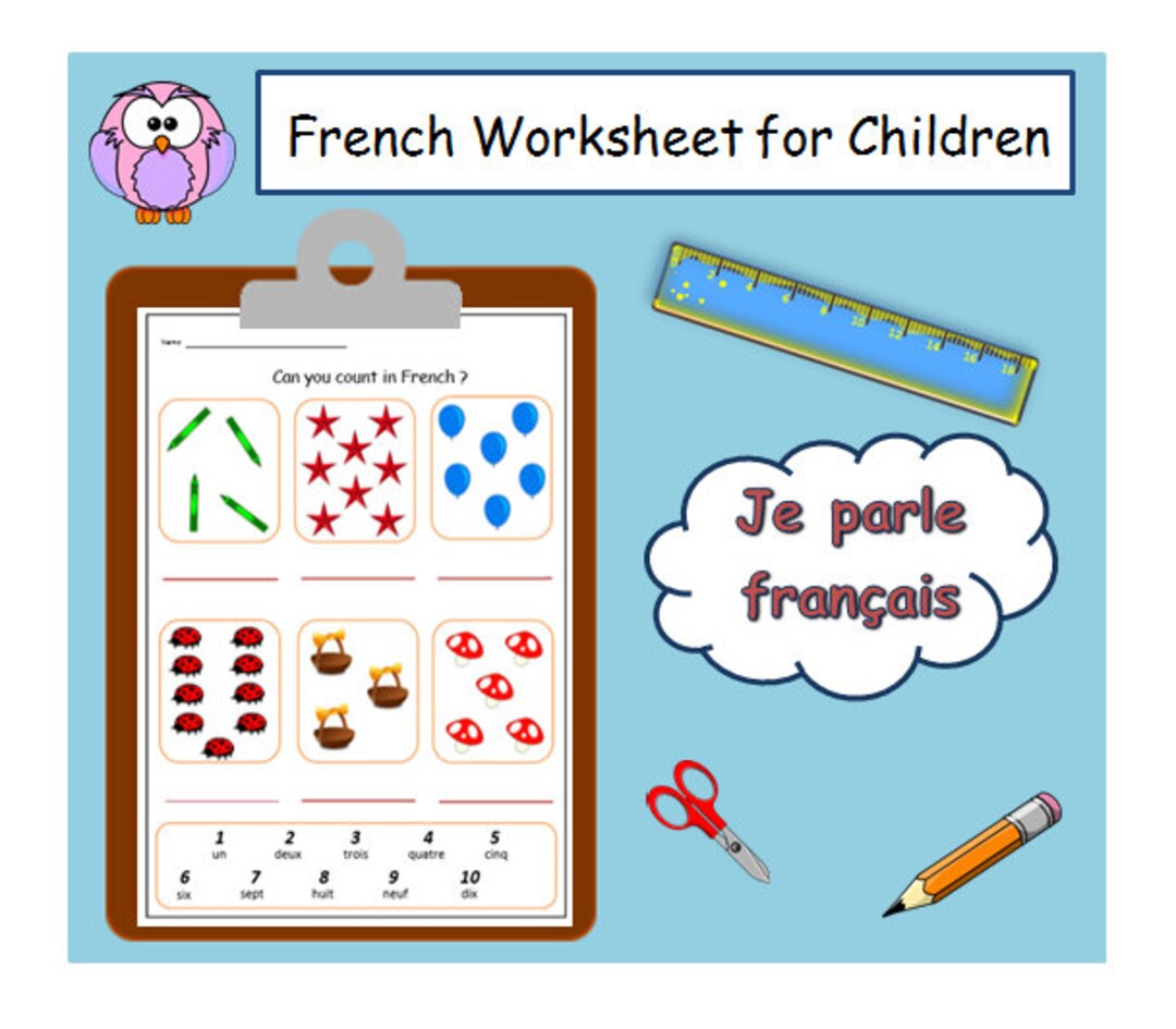 FRENCH LEARNING Worksheet for Counting Numbers / Maths Print Activity ...
