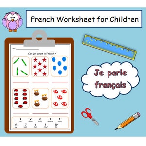 FRENCH LEARNING Worksheet for Counting Numbers / Maths Print Activity ...