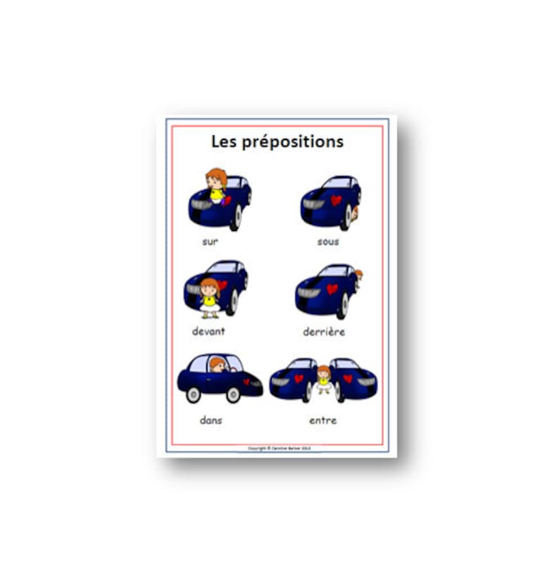FRENCH PREPOSITION / French Teacher School Poster / French Printable ...