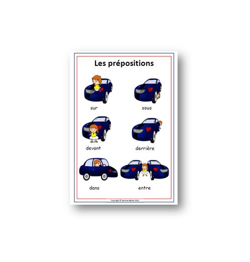 FRENCH PREPOSITION / French Teacher School Poster / French Printable ...