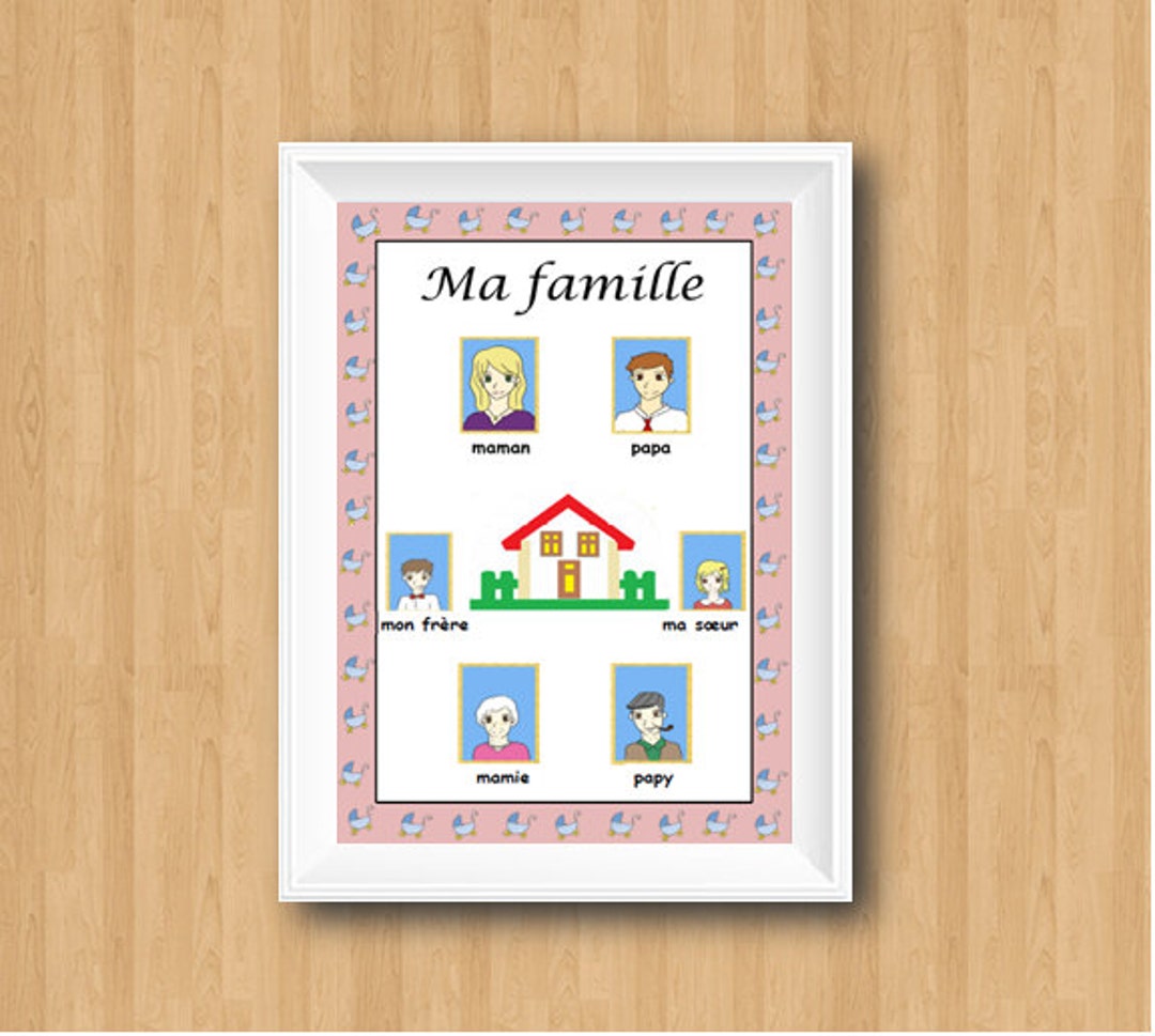 Ma Famille-french Art Wall-home Decor-teacher Gift-digital Printable ...