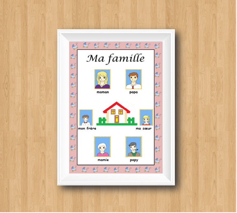 Ma Famille-french Art Wall-home Decor-teacher Gift-digital Printable ...