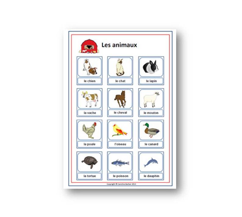 ANIMAL FRENCH SCHOOL Poster / Learn French With Printable Poster ...