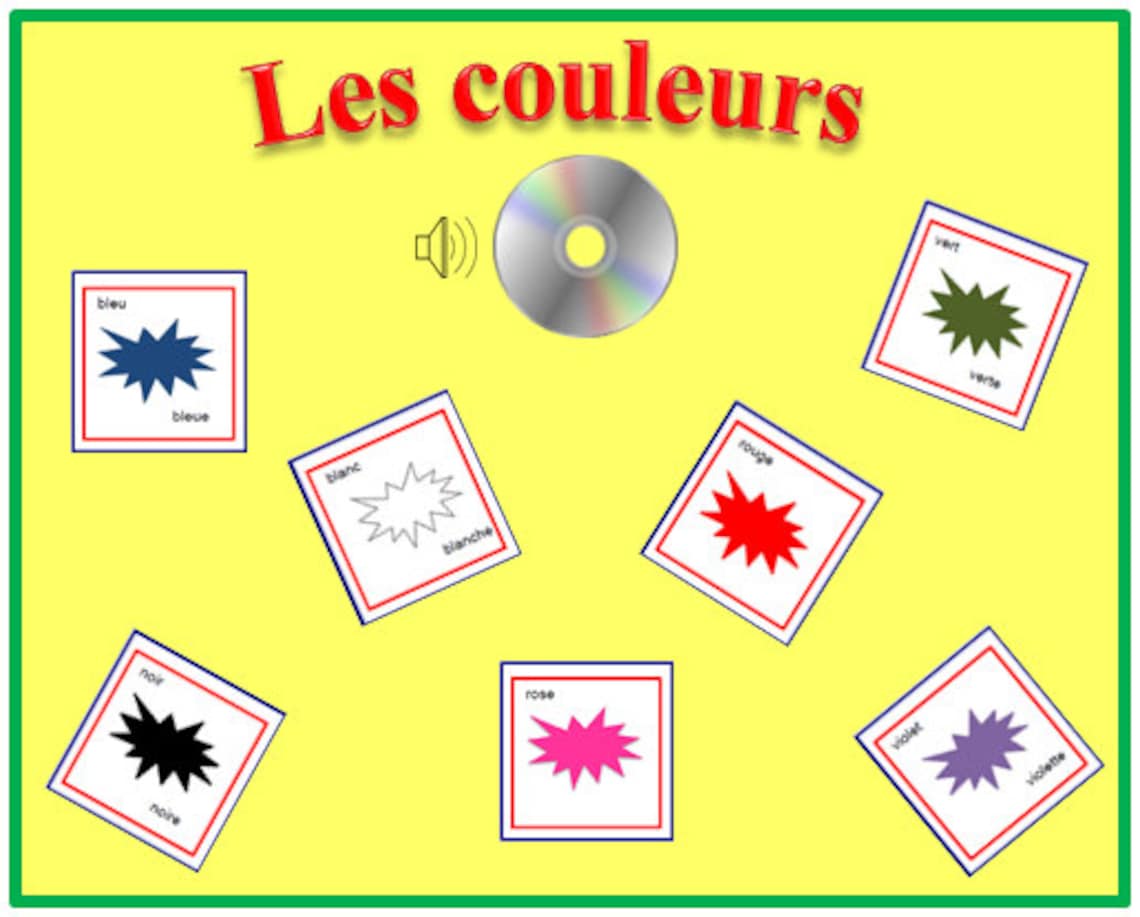 COLORE FLASHCARDS francese con pronuncia su File Audio, scherza le ...