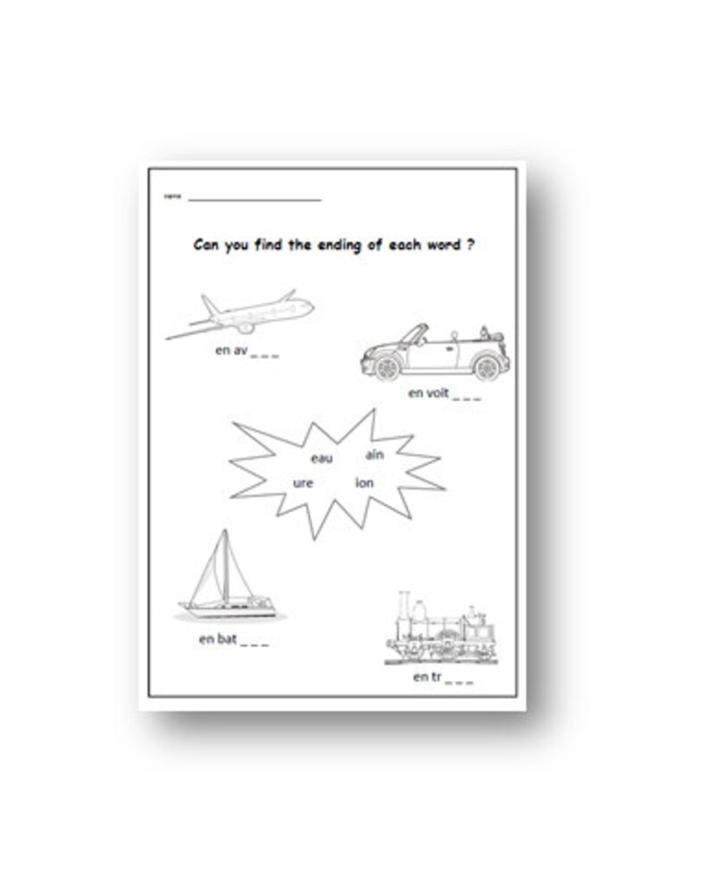 FRENCH Activity WORKSHEET on Transports,printable French Teaching ...