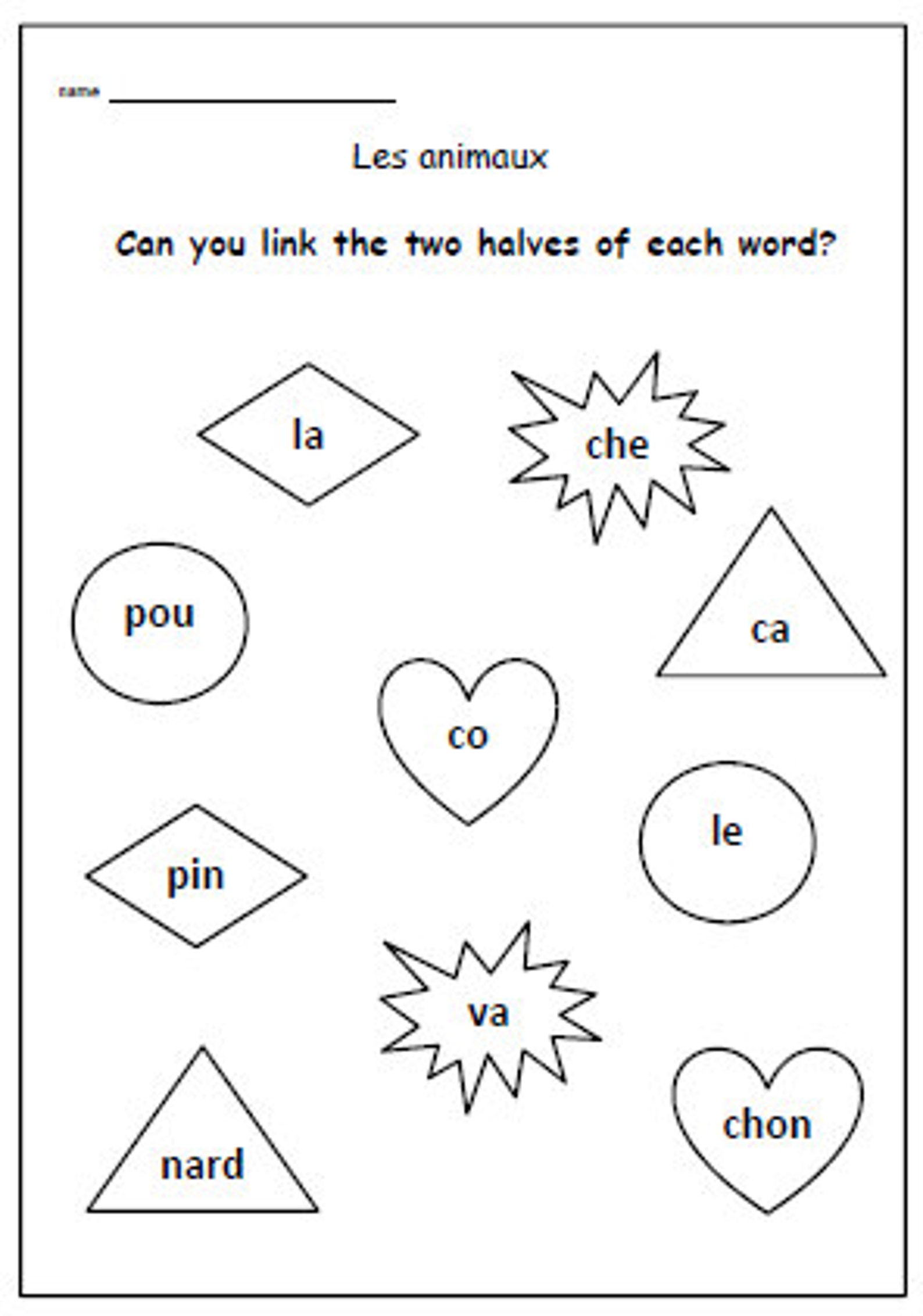 FRENCH LEARNING Animals Kids Worksheet / Language Resource French ...