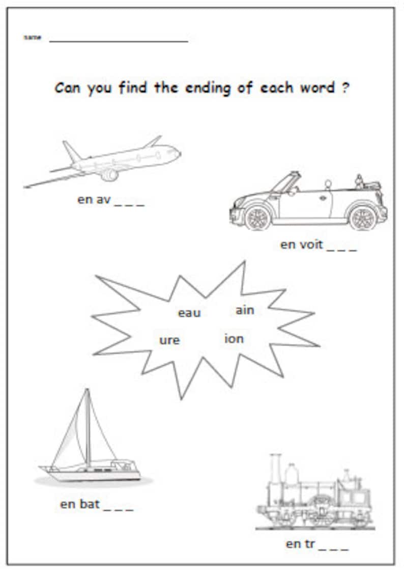 FRENCH Activity WORKSHEET on Transports,printable French Teaching ...